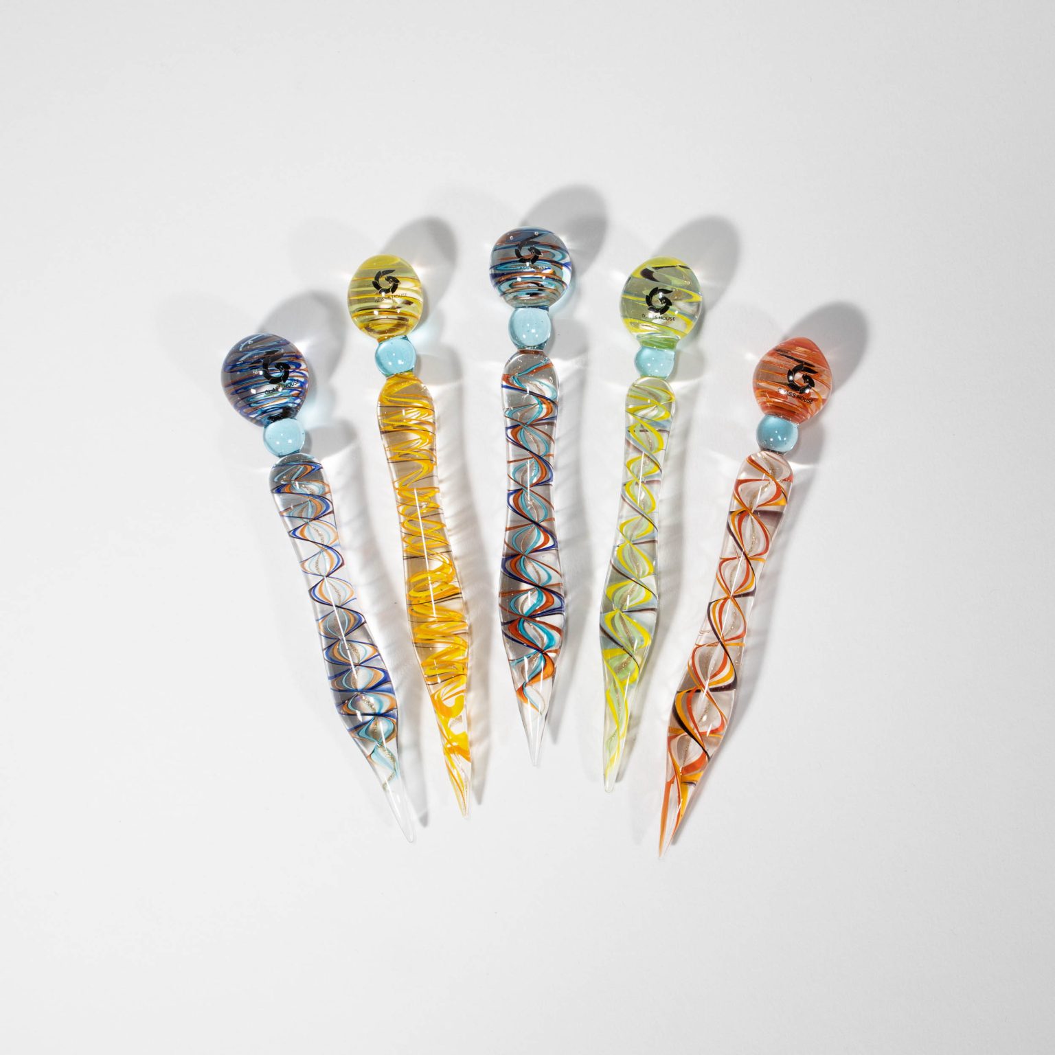 3PK SPIRAL MARBLE TOP DABBER - Hillside Glass