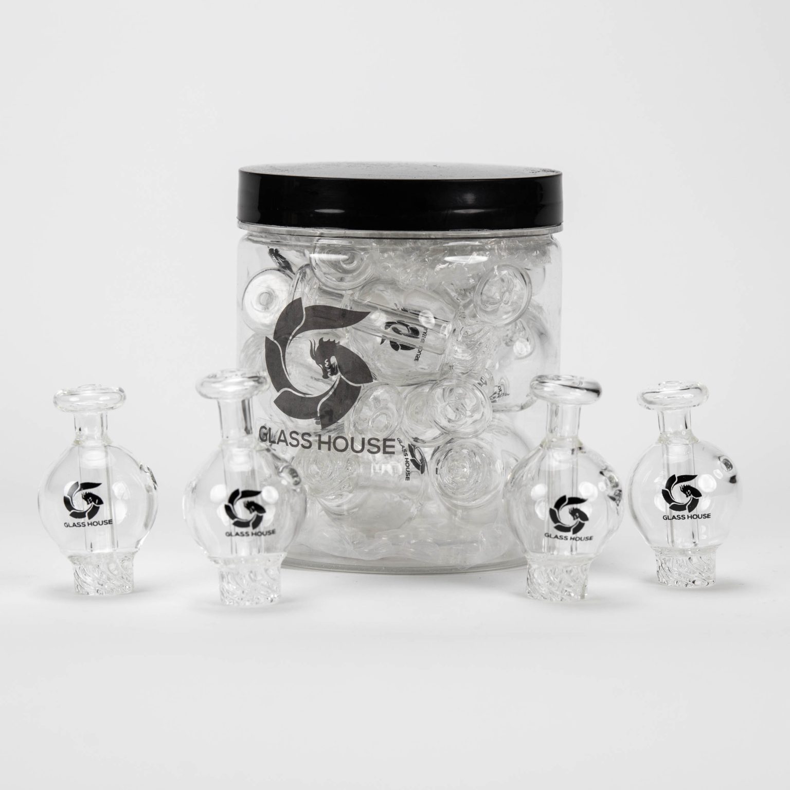 12PK CLEAR VORTEX CARB CAP - Hillside Glass